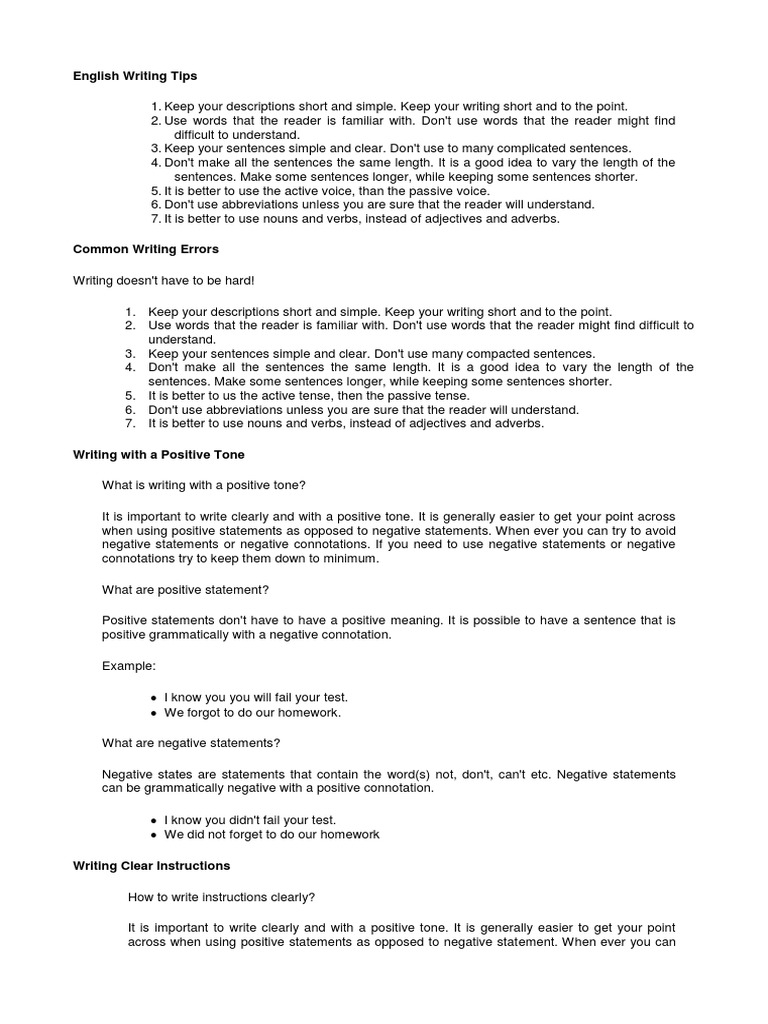 Essential English Writing Tips | PDF