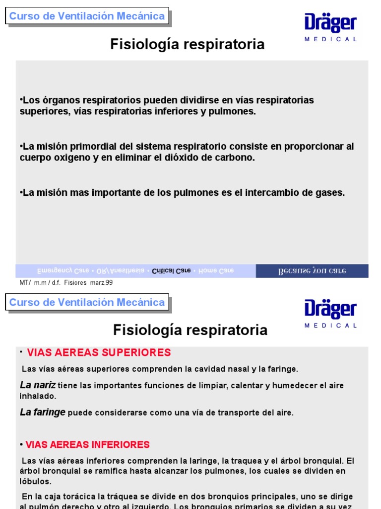 Ventilación Mecanica y Fisiologia de La Respiracion | PDF | Sistema respiratorio | Pulmón