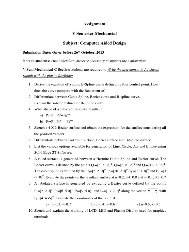 CAD Questions | PDF | Curve | Mathematical Analysis