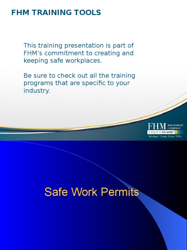 Safe Work Permits FHM COVER | PDF | Safety | Prevention