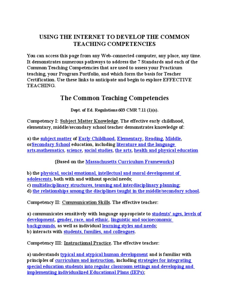 Common Teaching Competencies | PDF | Competence (Human Resources ...