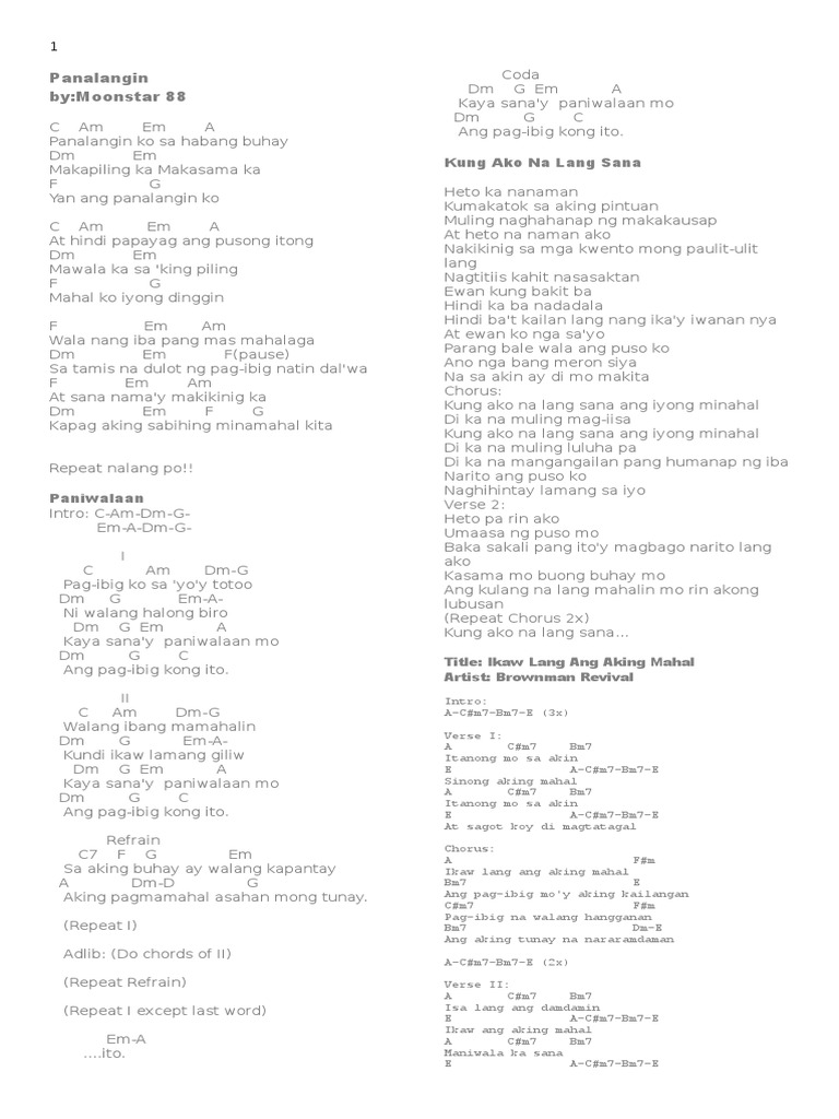 OPM Songbook with Chords and Lyrics | PDF | Leisure | Entertainment ...