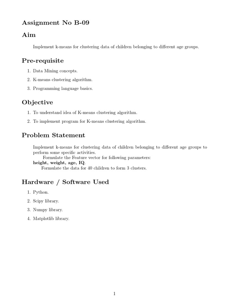 Assignment No B-09 Aim | PDF | Cluster Analysis | Areas Of Computer Science