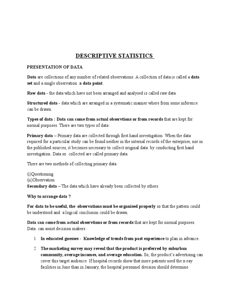 Discriptive Statistics | PDF