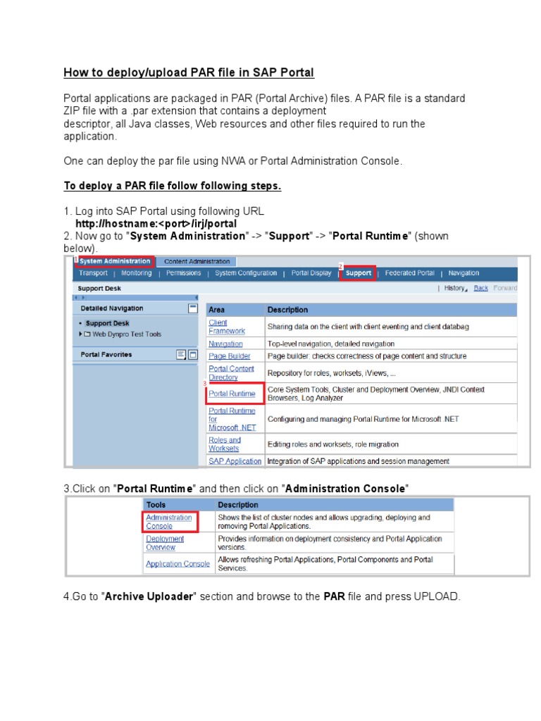 How To Deploy Upload PAR File in SAP Portal | PDF