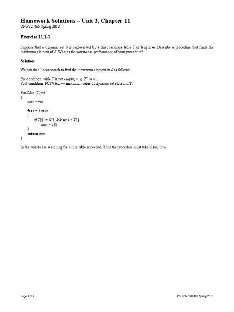 CLRS Chapter 11 Solutions | PDF | Permutation | Time Complexity