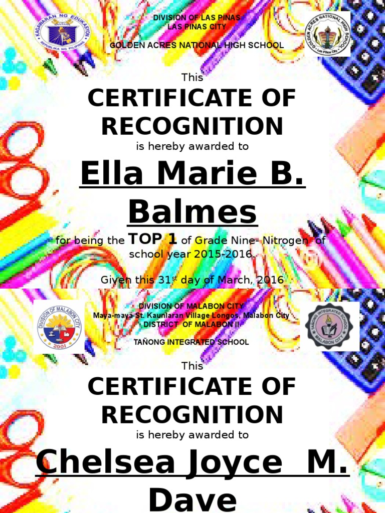 Certificate For Class Recognition | PDF