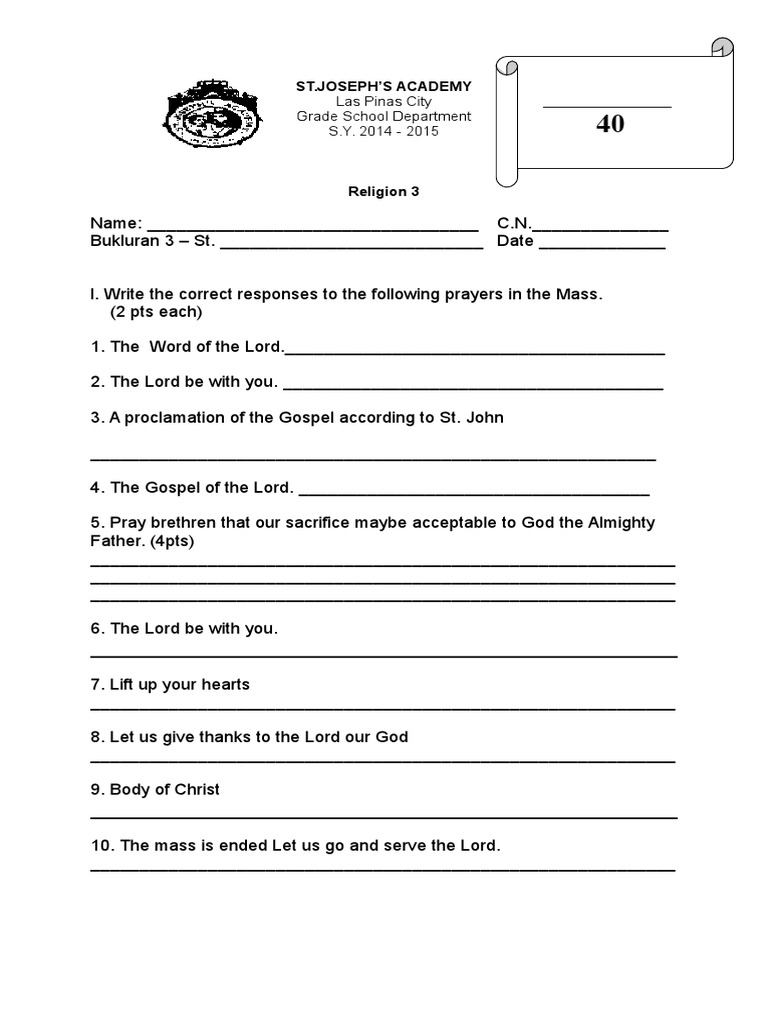 Quiz For Grade 3 Values Education | PDF | Baptism | John The Baptist