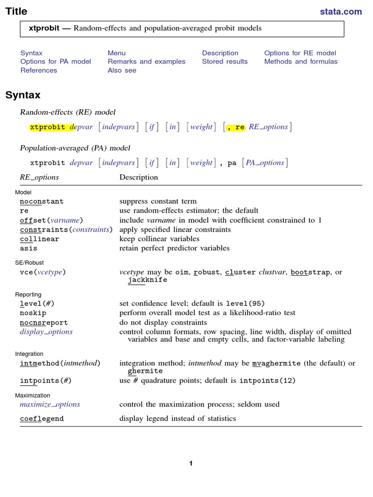 Comando Xtprobit | Download Free PDF | Bootstrapping (Statistics ...