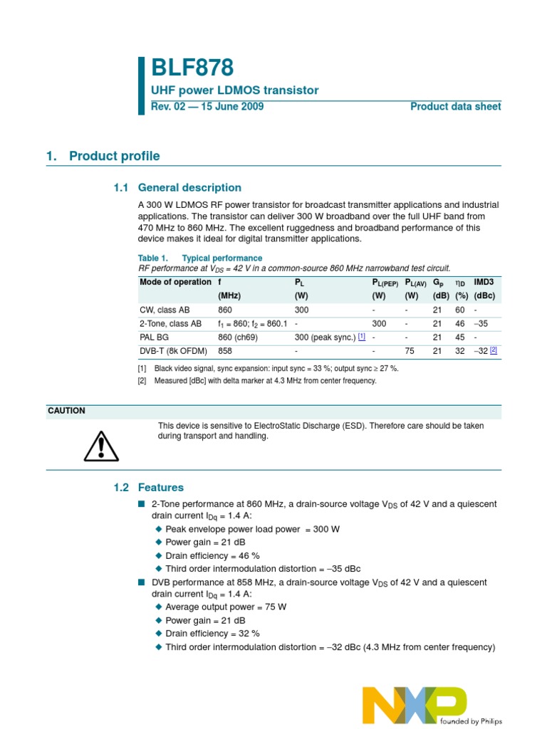 Product Profile: UHF Power LDMOS Transistor | PDF | Amplifier ...