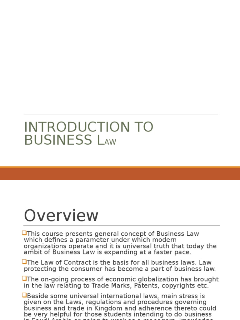 Business Law - Introduction | PDF