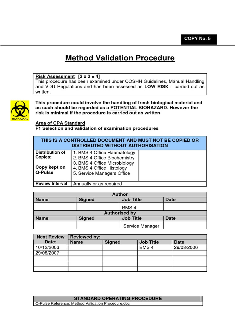 Method Validation SOP for Laboratories | PDF | Accuracy And Precision ...