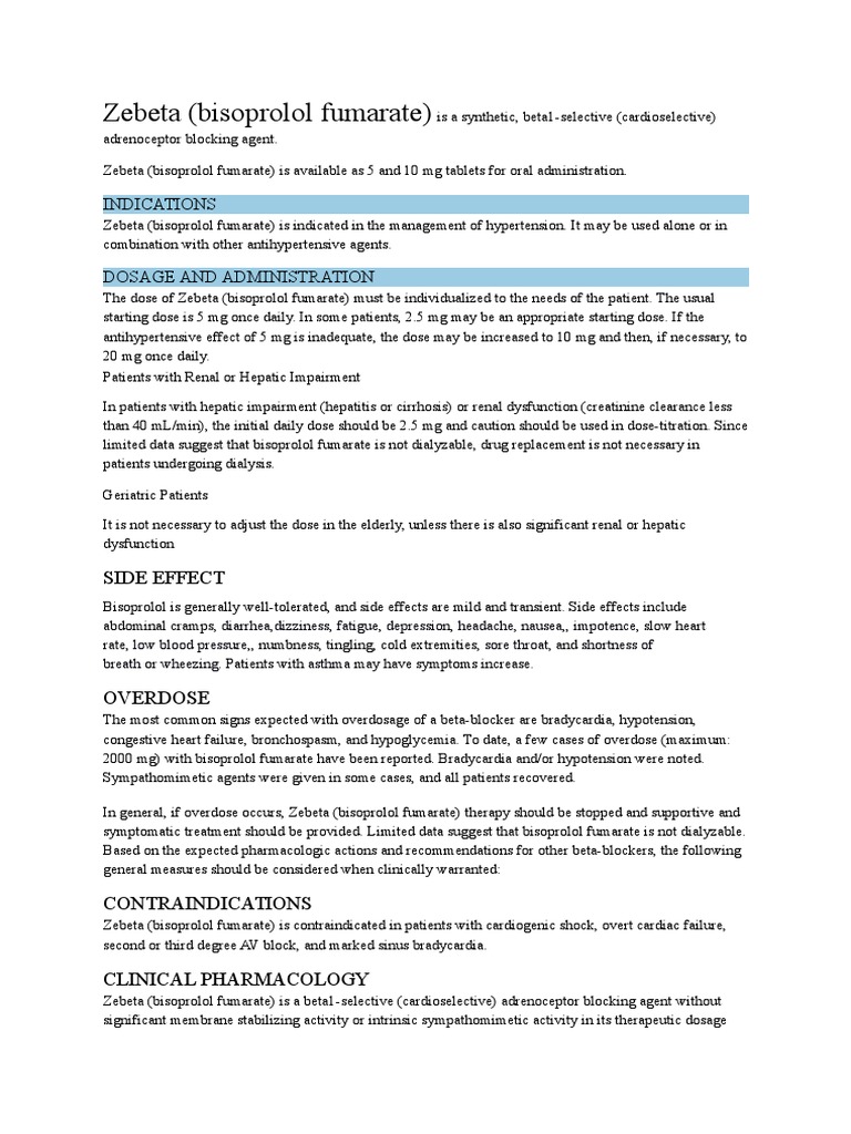 BISOPROLOL | PDF | Heart | Pharmacokinetics