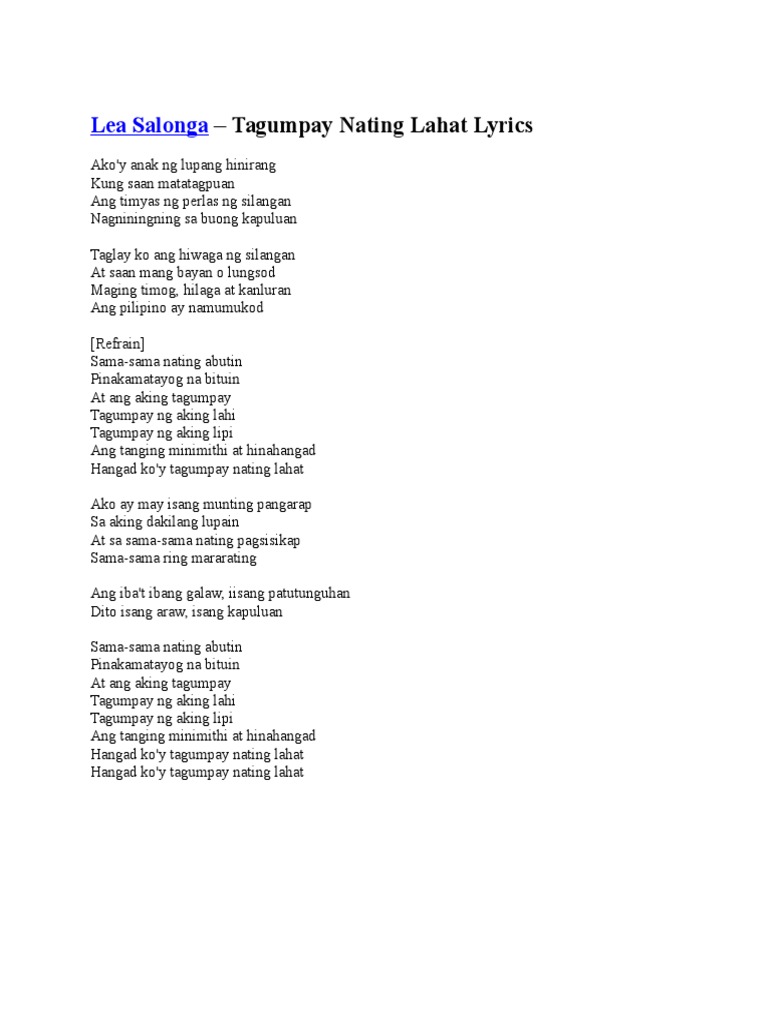 Tagumpay Nating Lahat | PDF