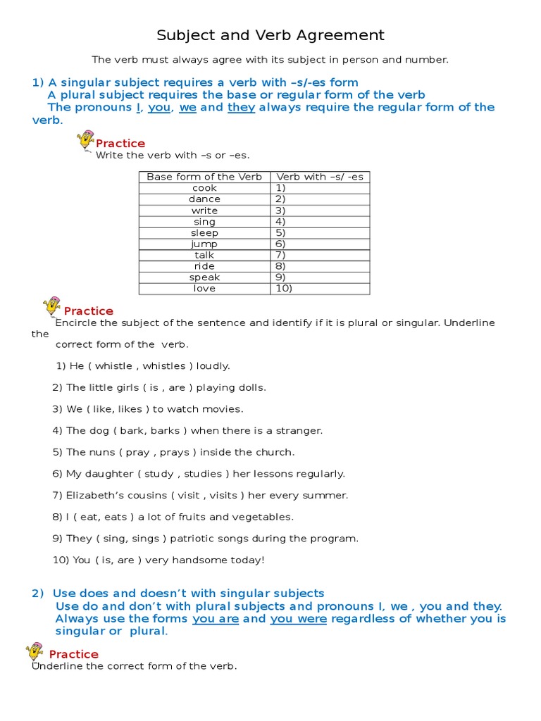Subject and Verb Agreement | PDF | Grammatical Number | Plural