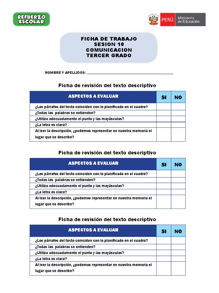 Sesion 10 Ficha 1 Comu 3er Grado | PDF
