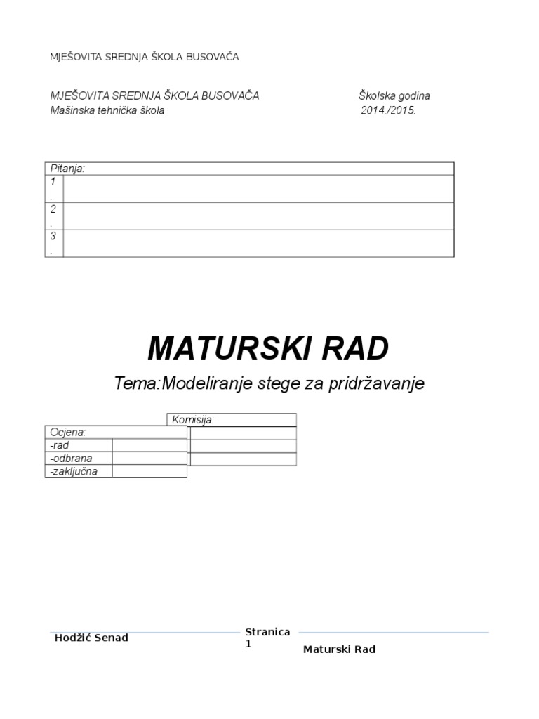 Maturski Rad Seno | PDF