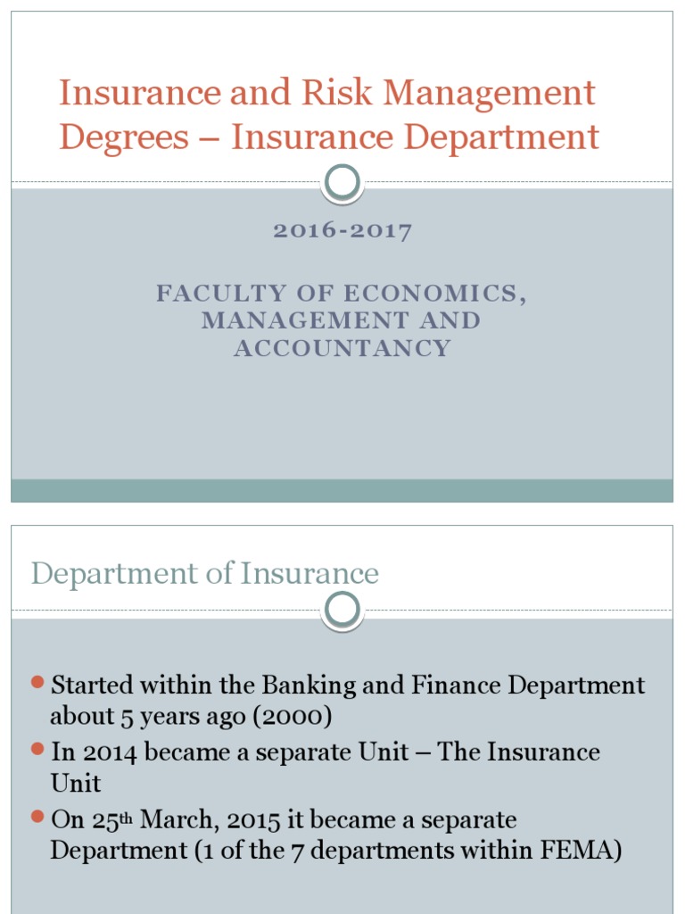 Insurance Department Degree | PDF | Academic Degree | Master Of Arts