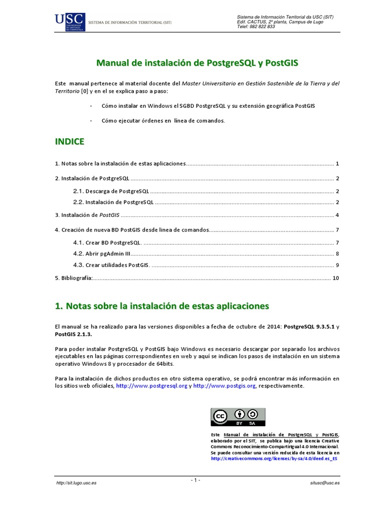 Instalación de PostgreSQL y PostGIS en Windows | PDF | Postgre Sql | SQL