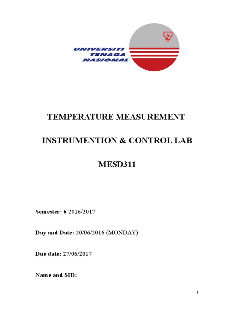 Lab 3 Formal Report | PDF | Thermometer | Temperature