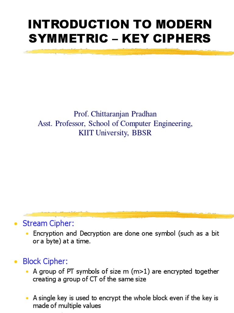 Introduction To Modern Symmetric - Key Ciphers | PDF | Cipher | Cryptography