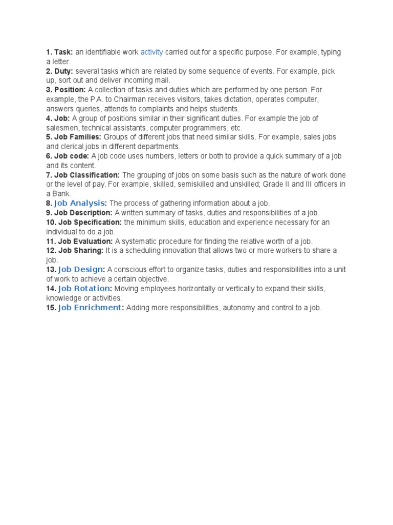 Understanding the Key Concepts of Job Analysis, Design, and ...