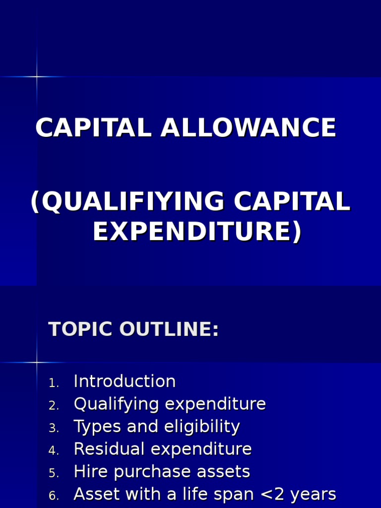 Topic 6 Capital Allowance | PDF | Expense | Economies