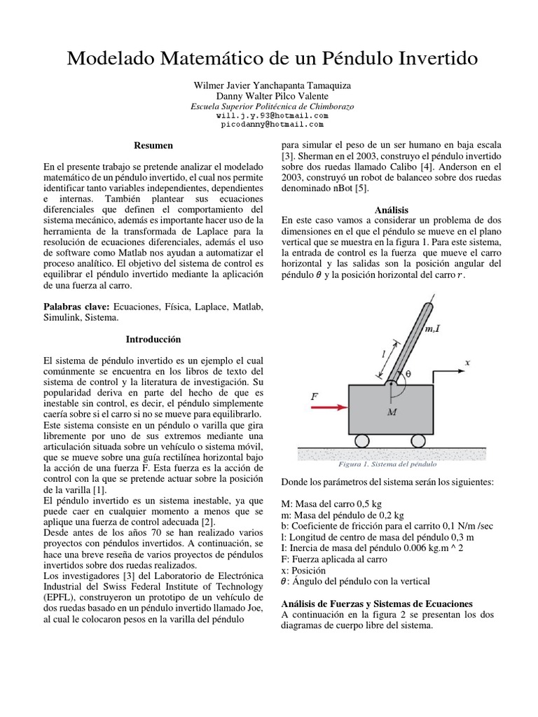 Péndulo Invertido | PDF | Péndulo | Ecuaciones
