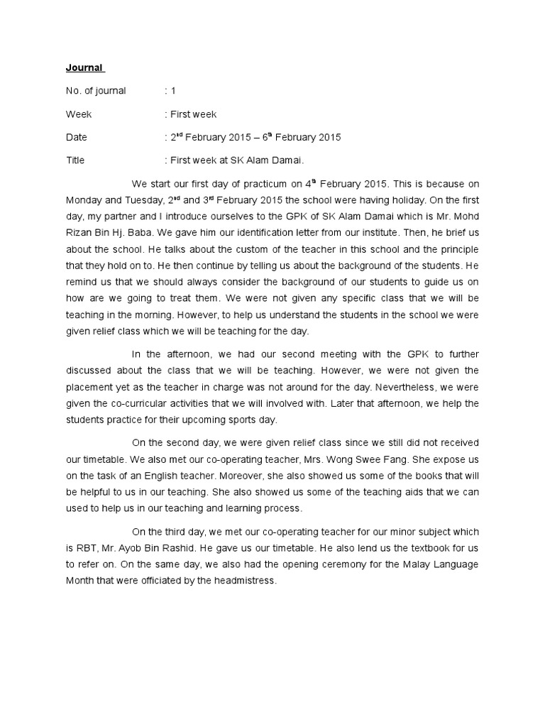 1ST Week Journal | PDF