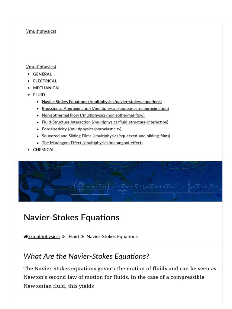 What Are The Navier-Stokes Equations | PDF | Fluid Dynamics | Chemical ...