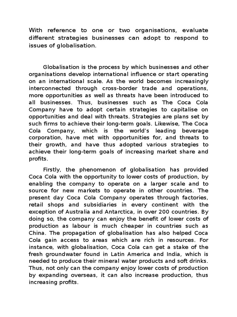 Strategies Businesses Can Adopt To Respond To Issues of Globalisation ...