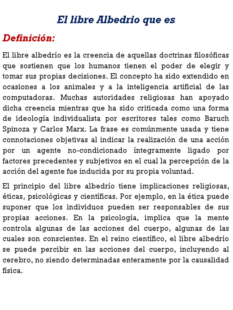 El Libre Albedrio Que Es | PDF | Libre albedrío | Toma de decisiones
