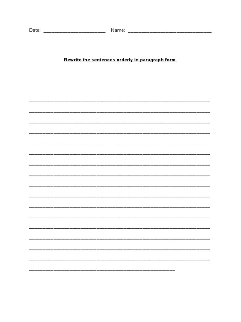 Rewrite The Sentences Orderly in Paragraph Form | PDF