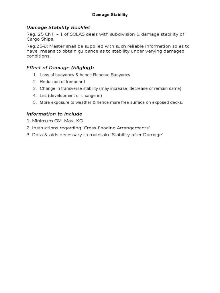 Damage Stability Booklet | PDF