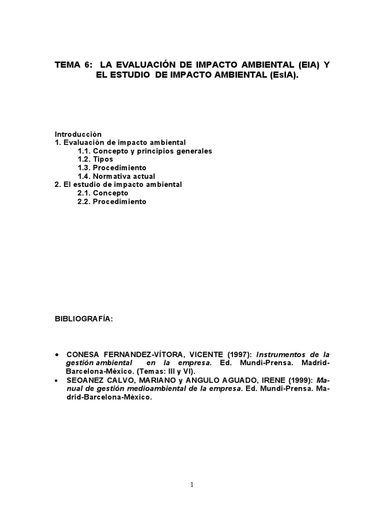 LA EVALUACIÓN DE IMPACTO AMBIENTAL (EIA) Y EL ESTUDIO DE IMPACTO ...
