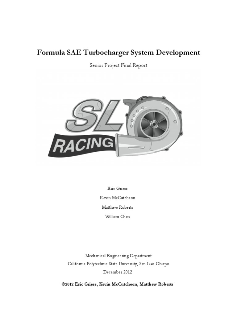 Formula SAE Turbocharger Engine Development | PDF | Turbocharger ...