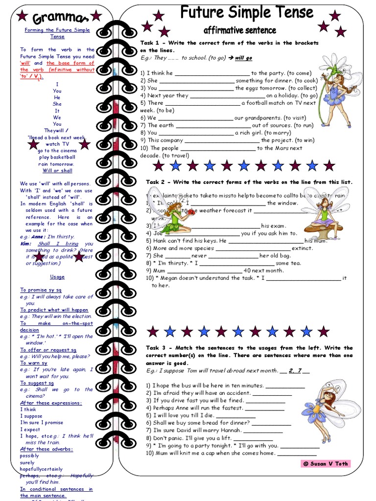 Future Simple Tenseaffirmative Sentences With Grammar Key BW | PDF ...