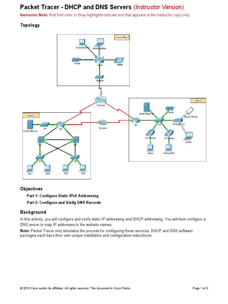 10.2.2.8 Packet Tracer - DHCP and DNS Servers | PDF | Ip Address | Domain Name System