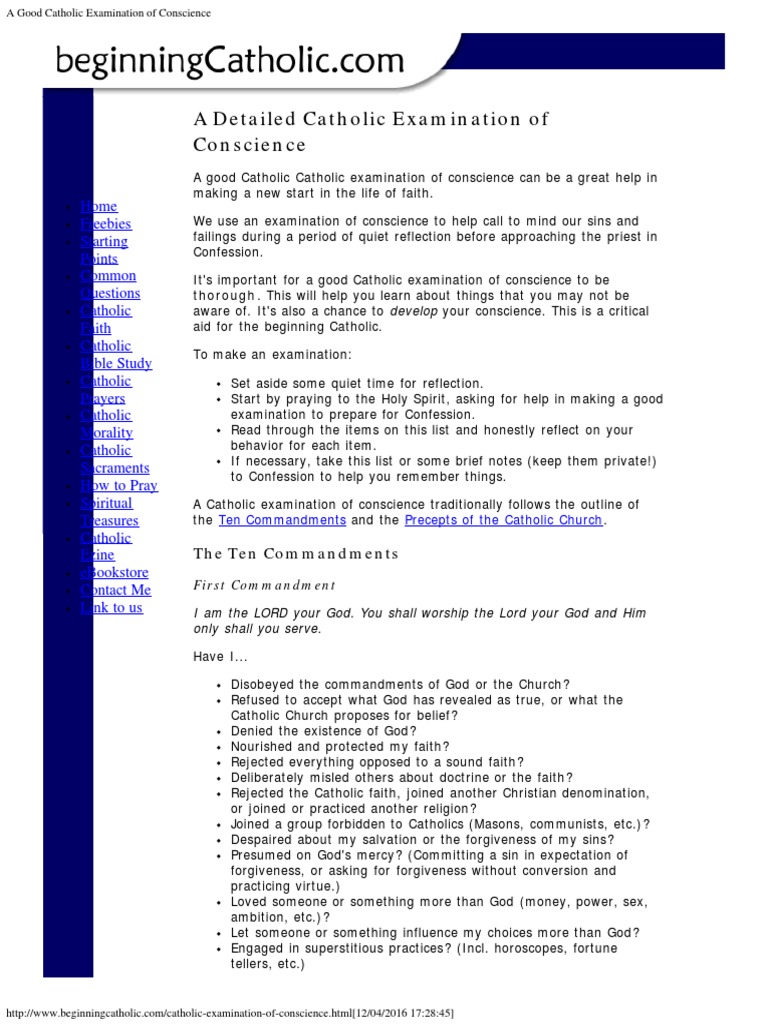 A Good Catholic Examination of Conscience | Fasting | Catholic Church