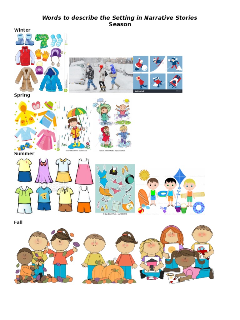 Words and Images To Describe Setting in Narrative Stories | PDF