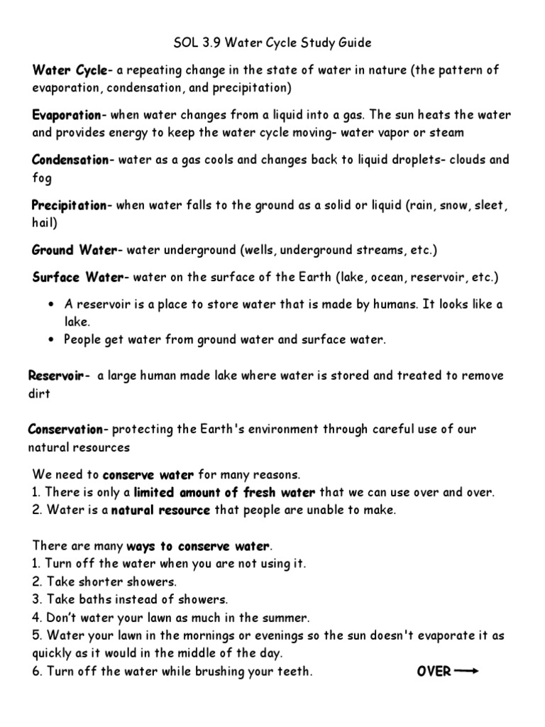 Water Cycle Study Guide | PDF