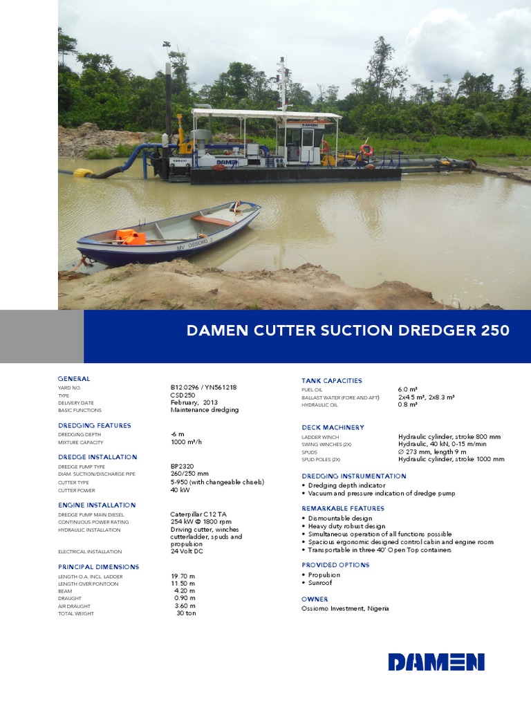 Damen Cutter Suction Dredger 250 B12 0296 YN561218 | PDF