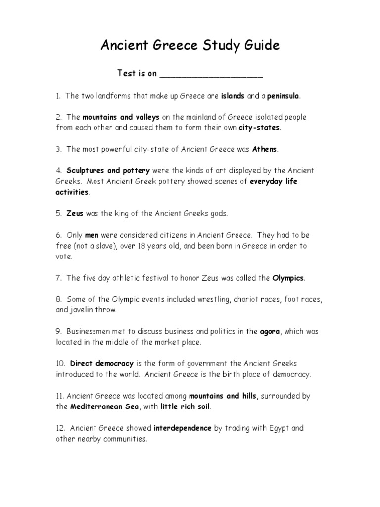 Ancient Greece Study Guide | PDF | Ancient Greece | Greece