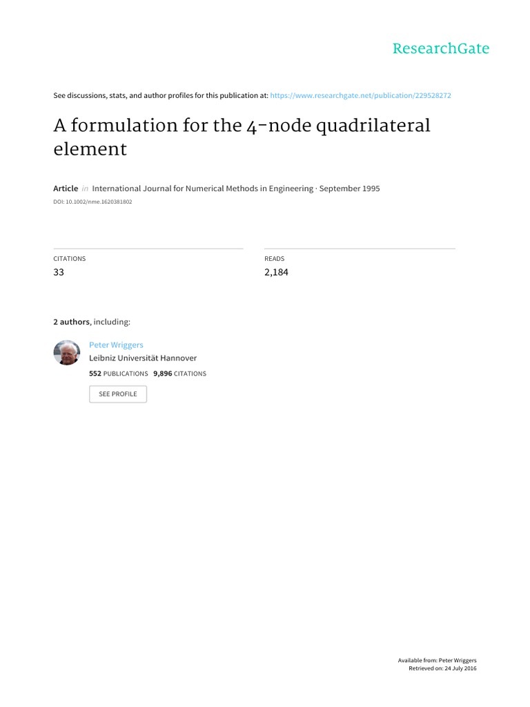4 Node Quadrilateral Element | PDF