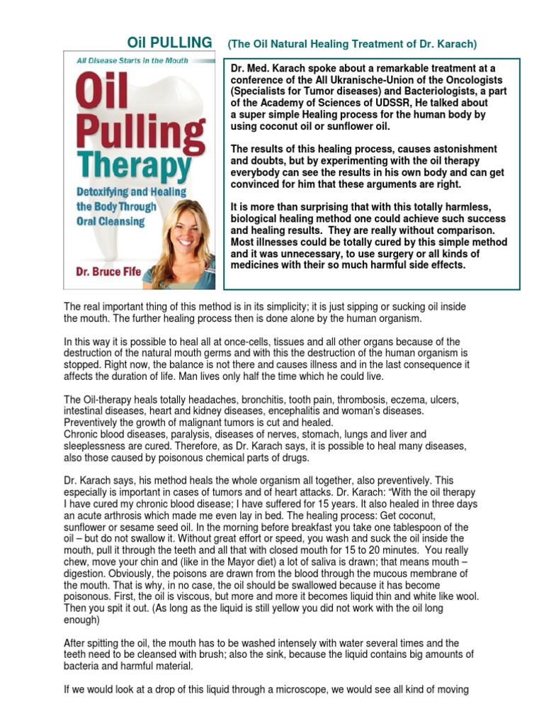 Oil Pulling Method | PDF | Detoxification (Alternative Medicine ...