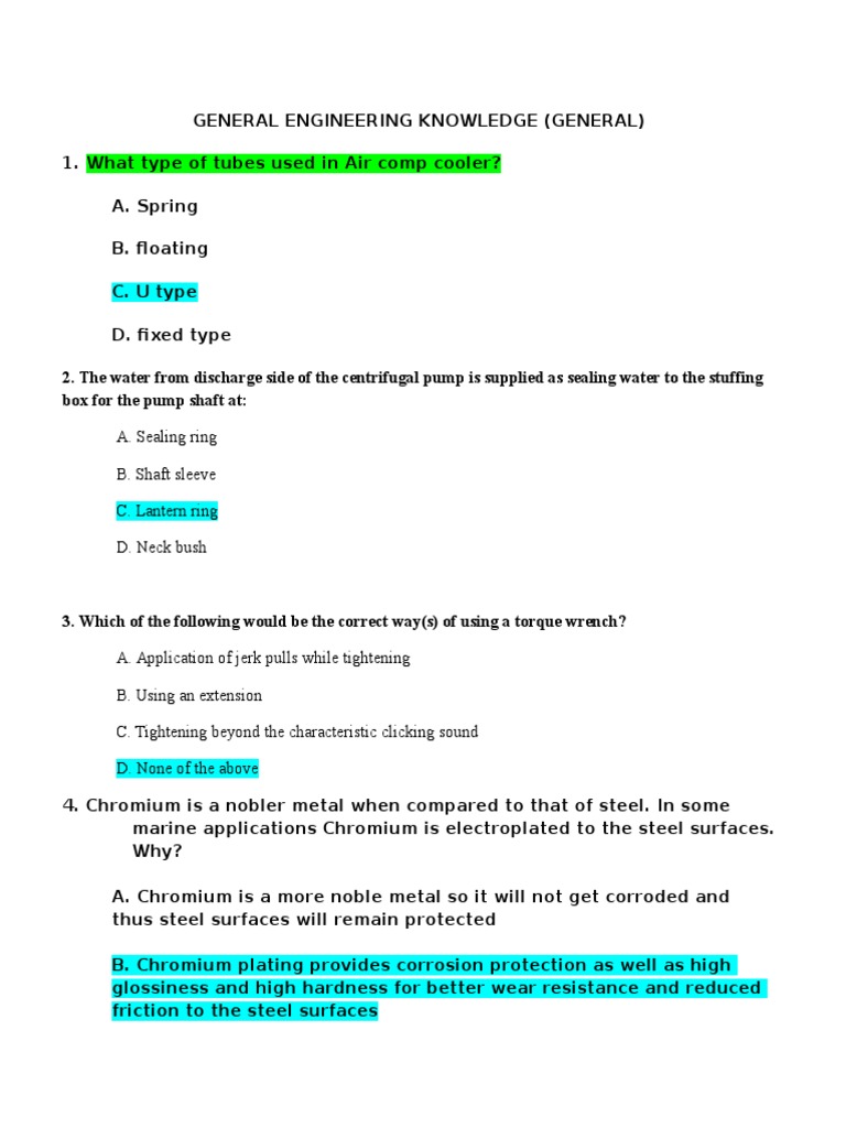 D Genral Final With New Questions | PDF | Pump | Valve