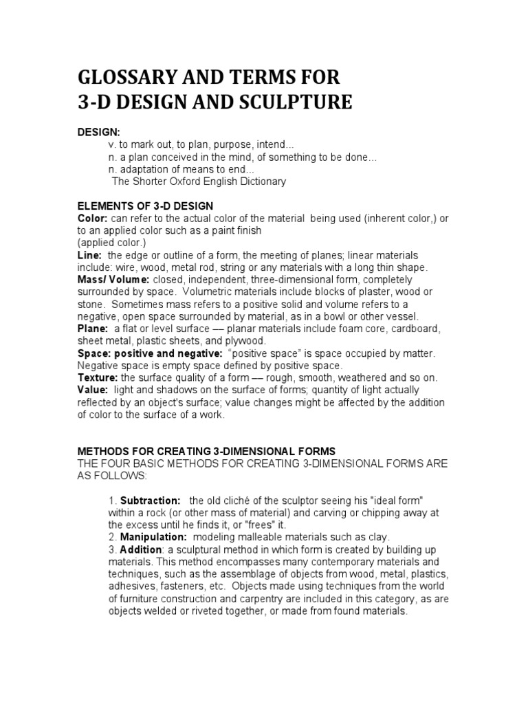 Glossary and Terms For | PDF | Sculpture | Shape