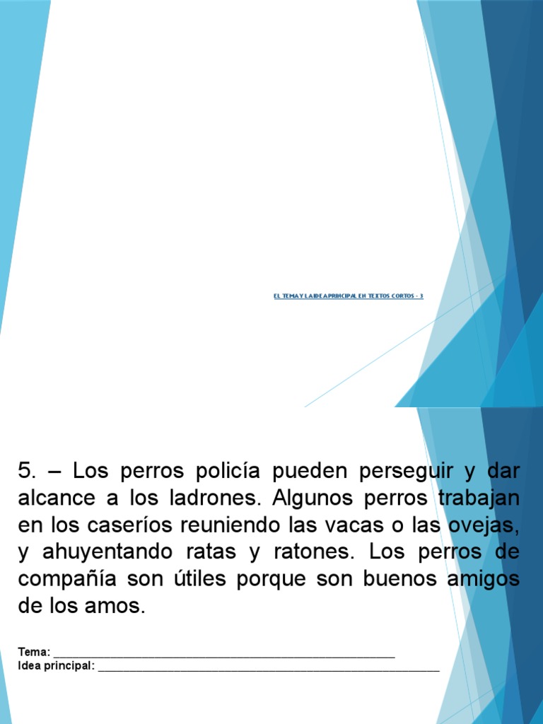 El Tema y La Idea Principal en Textos - 3 | PDF