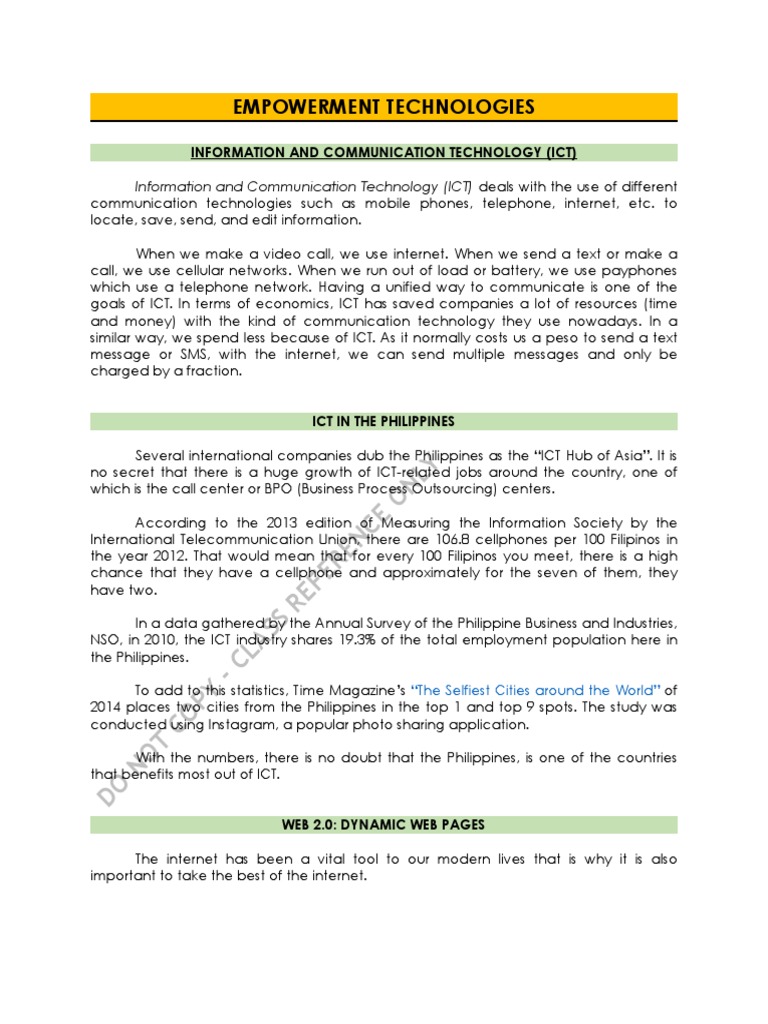 Introduction To Empowerment Technologies | PDF | Semantic Web | World ...