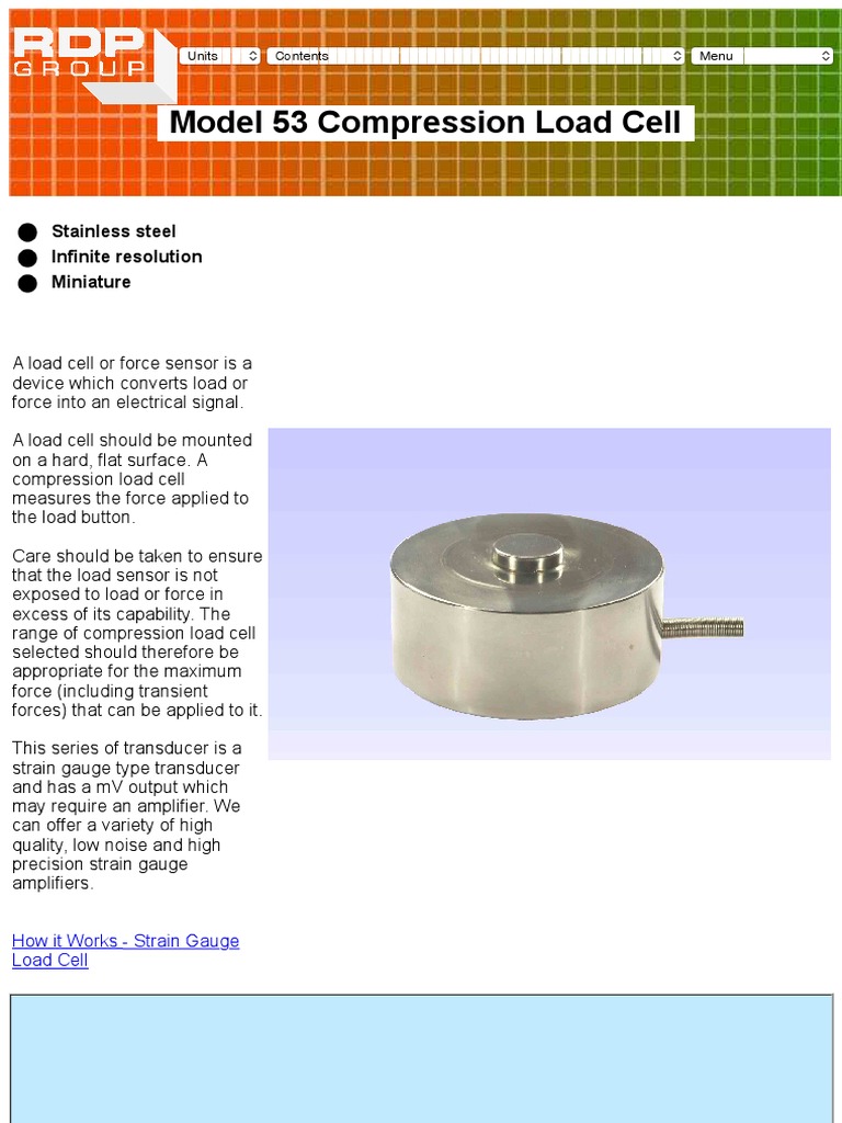 Model 53 Compression Load Cell | PDF | Equipment | Electronics